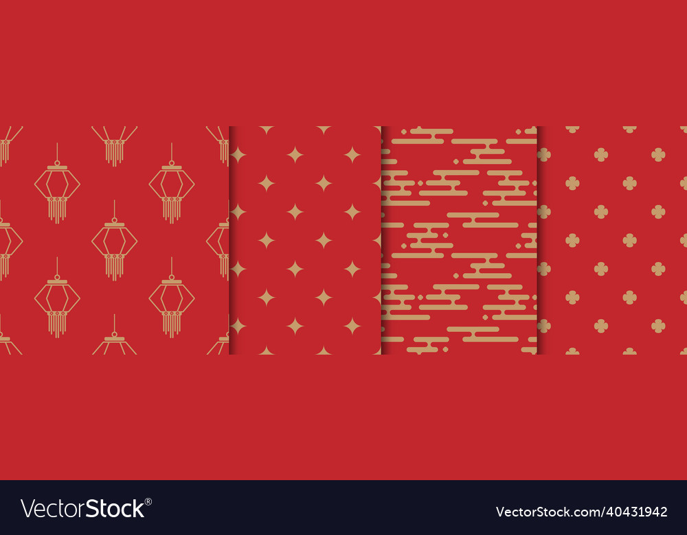 Set of chinese new year seamless pattern Vector Image