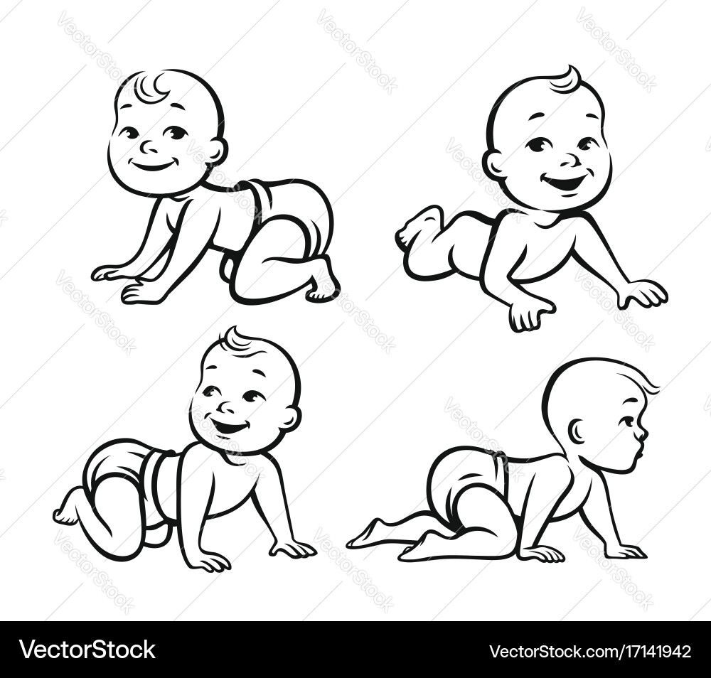Set of funny babies Royalty Free Vector Image - VectorStock