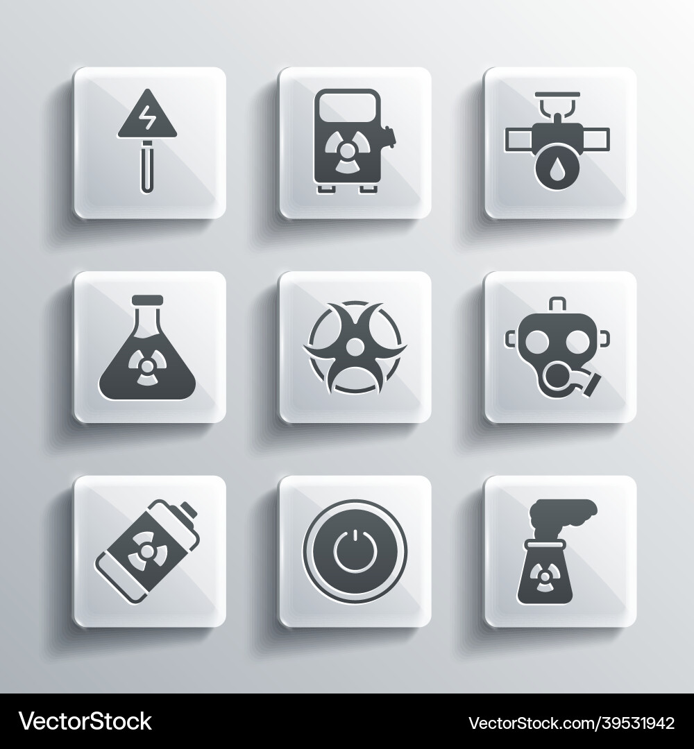 Set power button nuclear power plant gas mask Vector Image