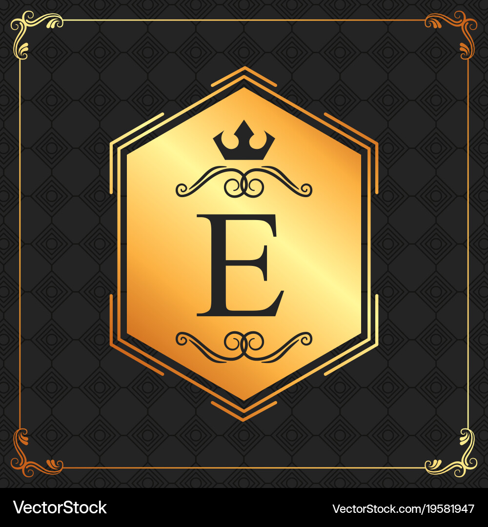 Calligraphic design element brand golden emblem Vector Image
