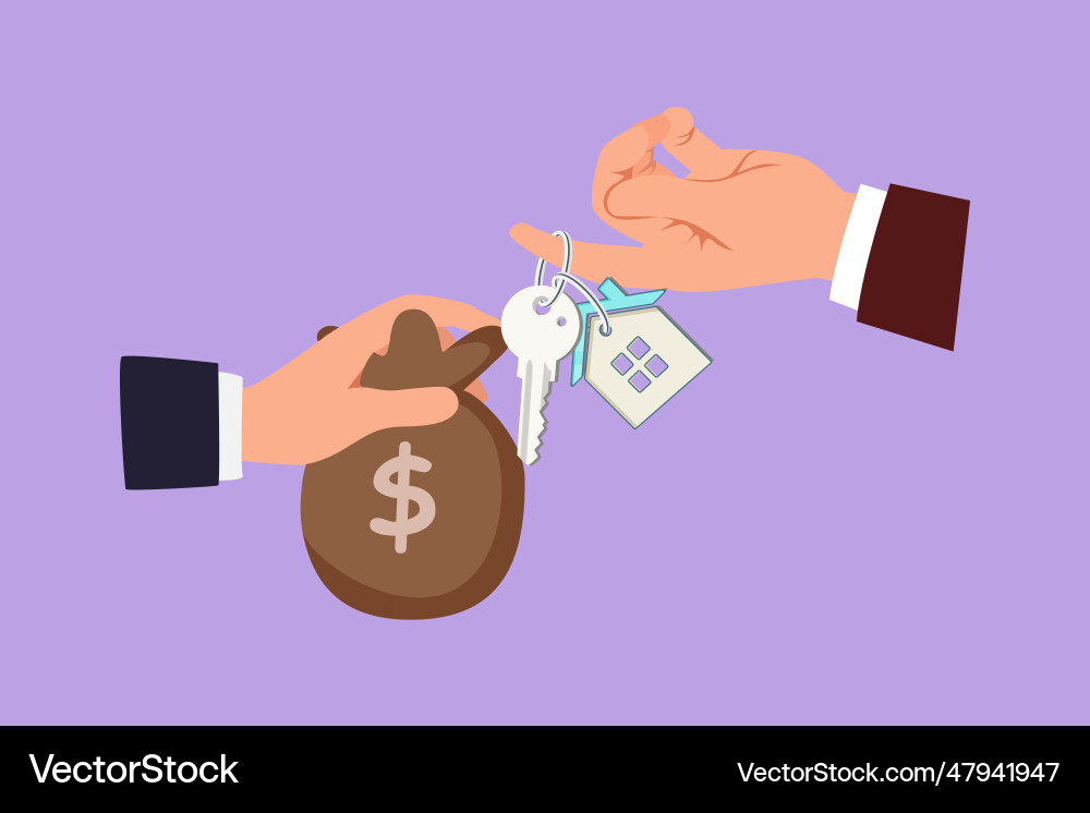 Character flat drawing hand giving house keys Vector Image