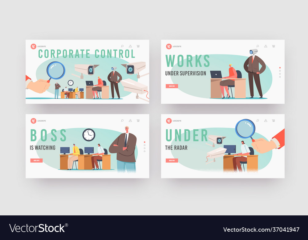Corporate control landing page template set Vector Image