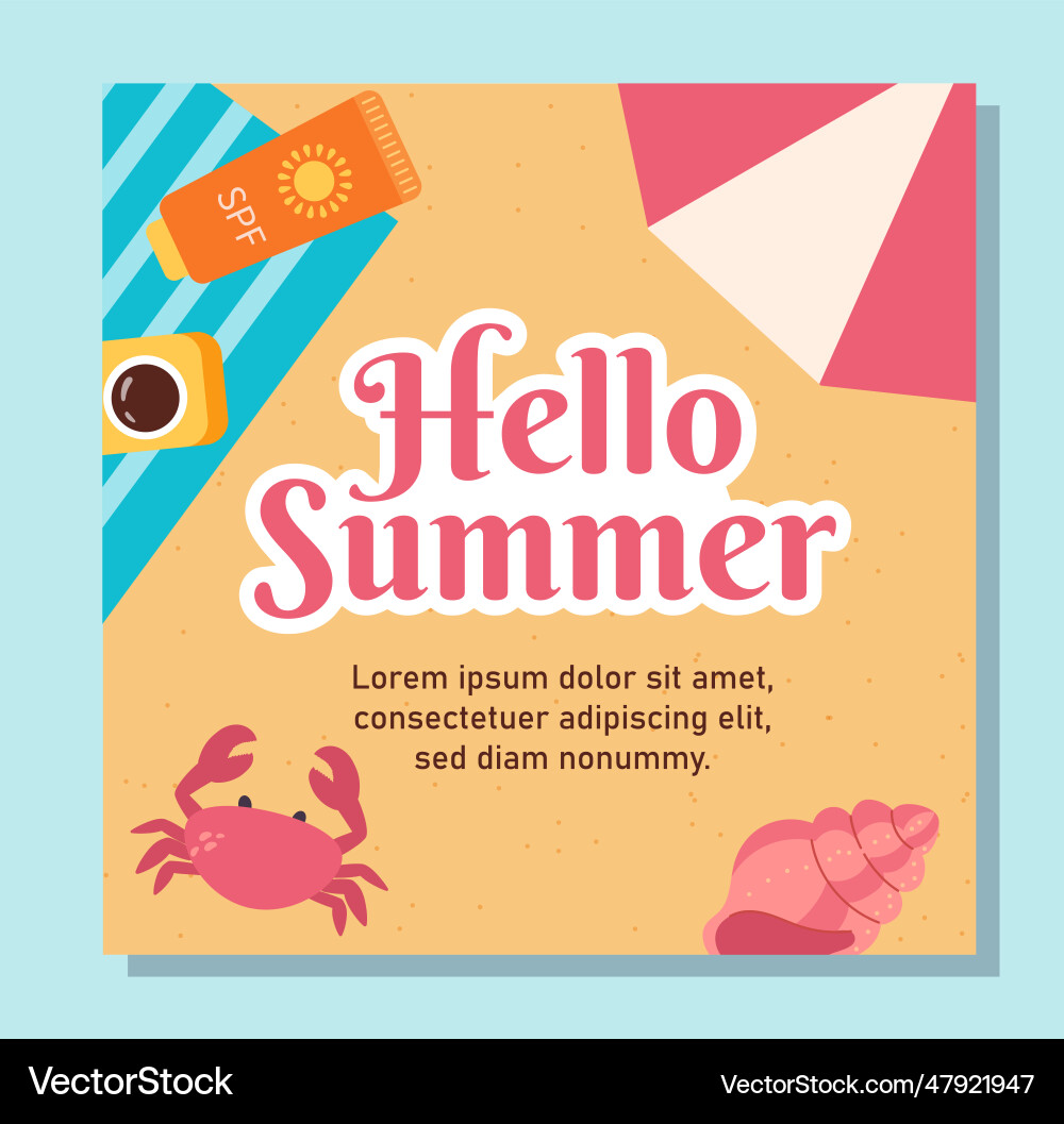 Hello summer banner concept Royalty Free Vector Image