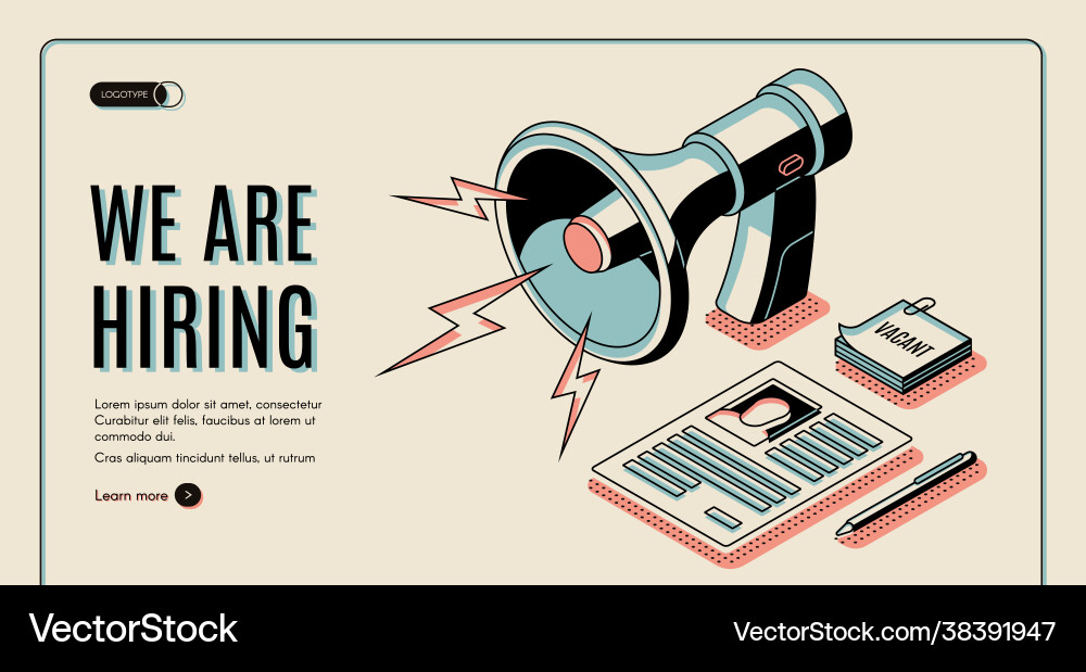 Hiring agency isometric website template Vector Image