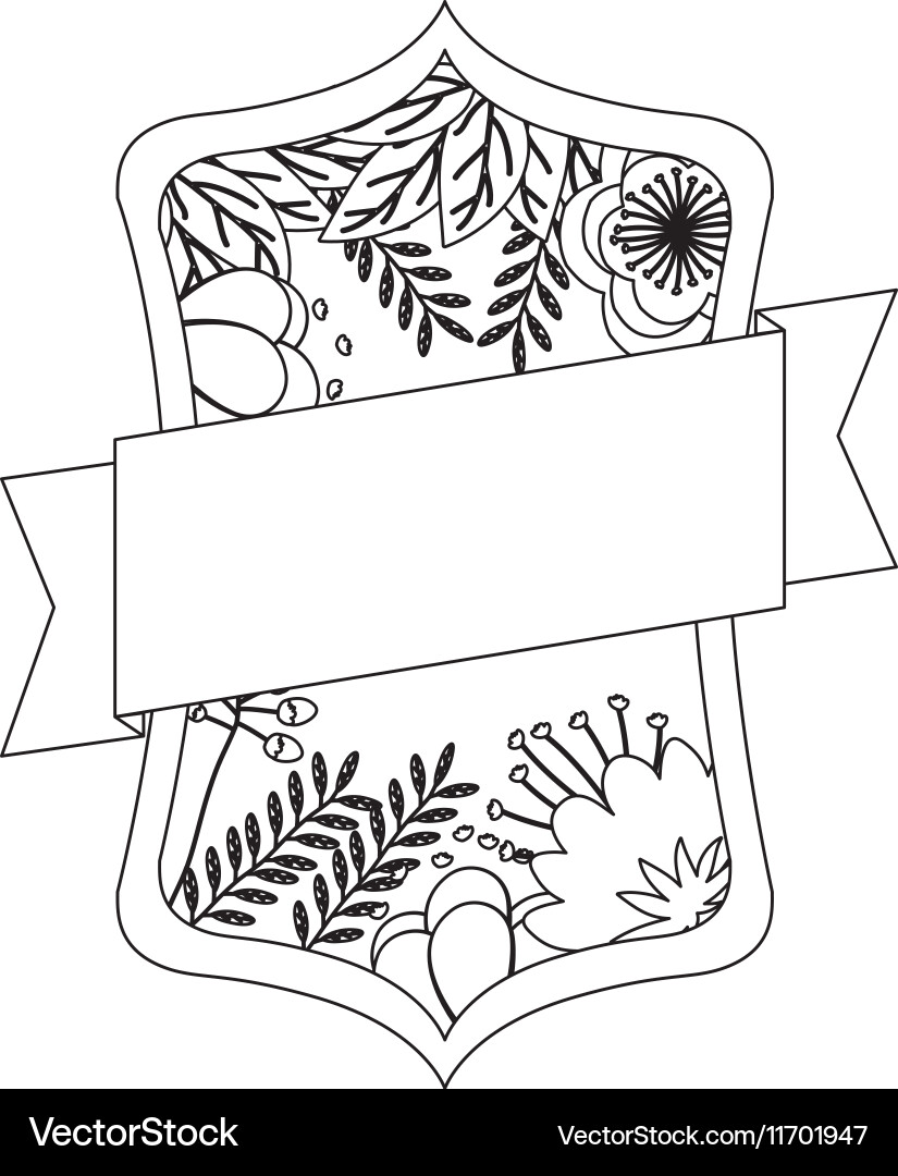 Isolated flowers frame with ribbon design Vector Image