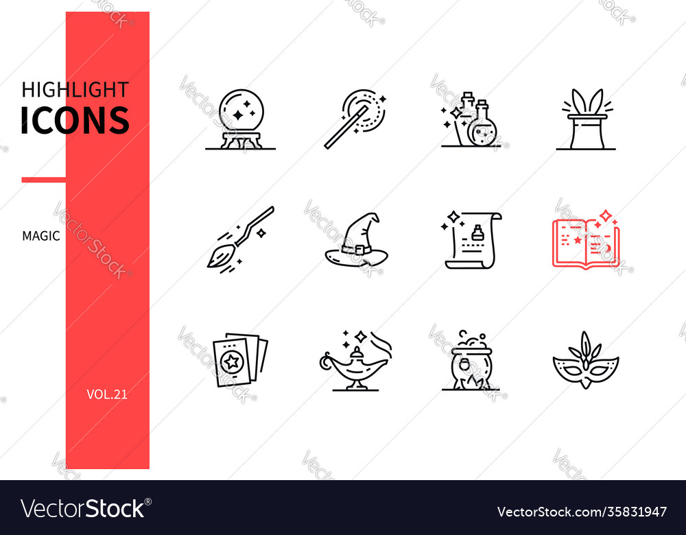 Magic concept - line design style icons set Vector Image