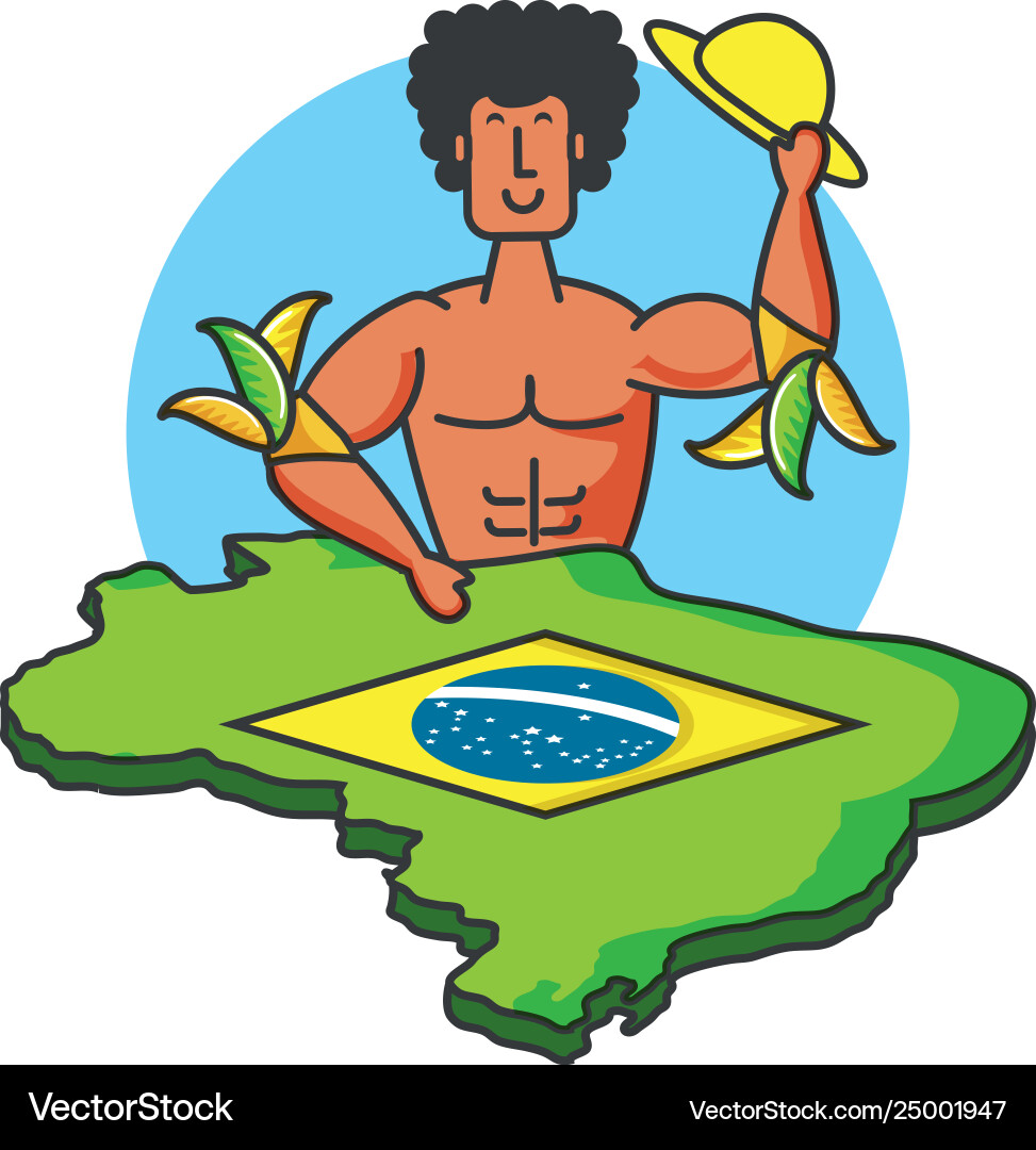 Man brazilian dancer with map brazil Royalty Free Vector