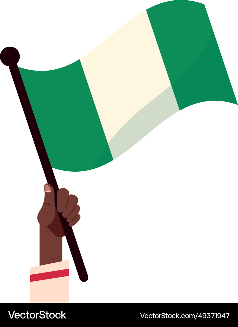 Nigeria flag in hand Royalty Free Vector Image