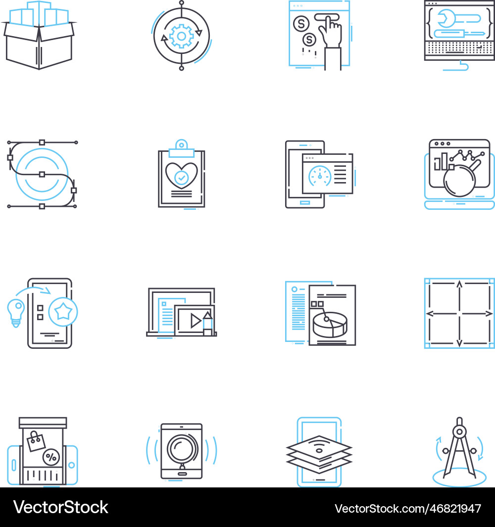 Public relations firm linear icons set Royalty Free Vector