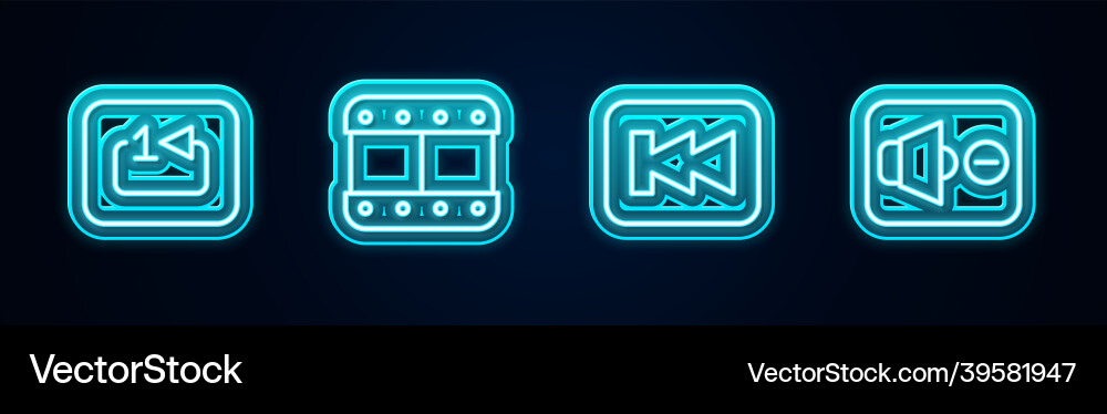 Set line repeat track music player play video Vector Image