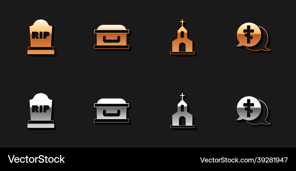 Set tombstone with rip written coffin cross Vector Image