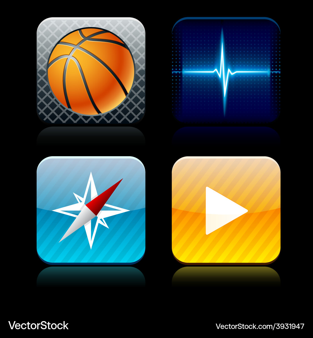 Square high-detailed app icons Royalty Free Vector Image