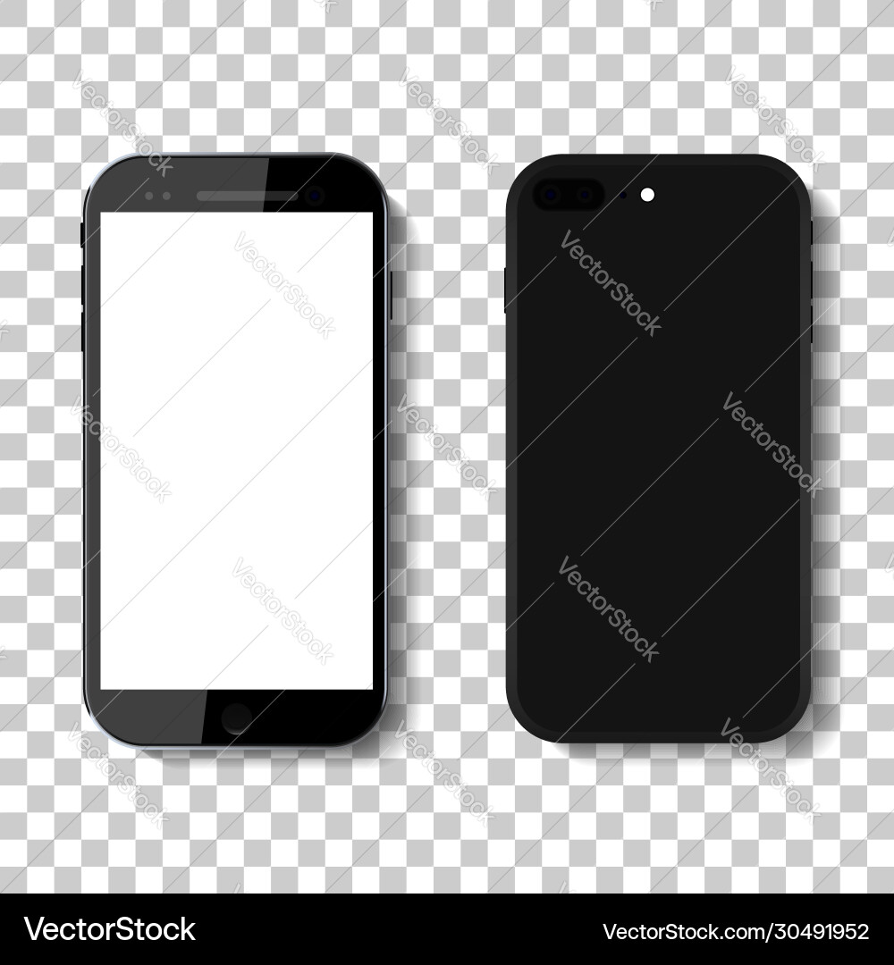 3d phone mock up isolated on transparent Vector Image