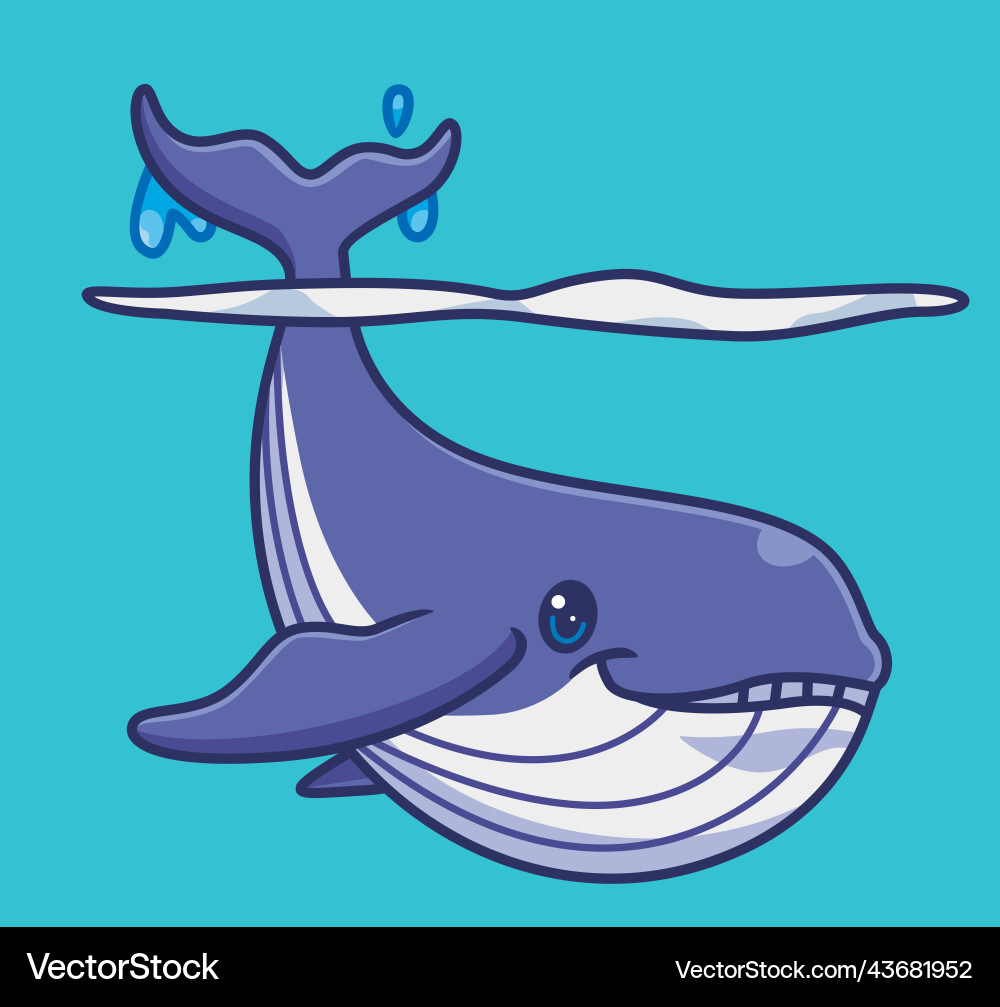 Cute blue whale under water smile isolated Vector Image