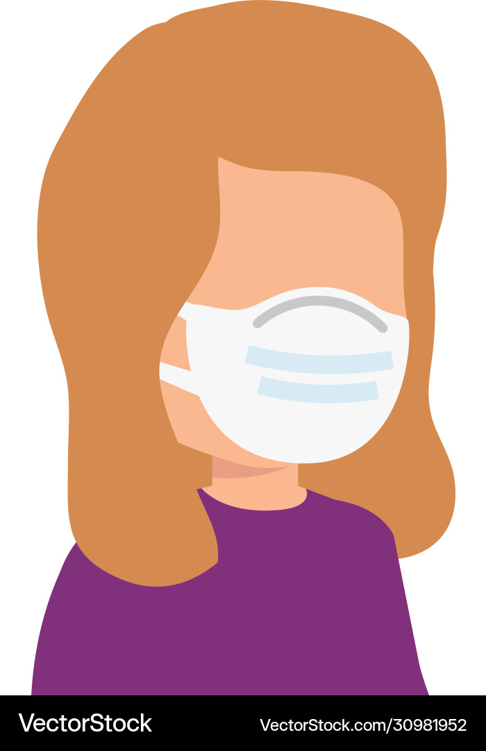 Cute girl using face mask isolated icon Royalty Free Vector