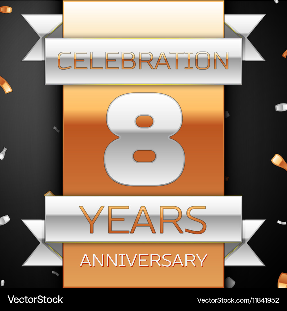 Eight years anniversary celebration golden Vector Image
