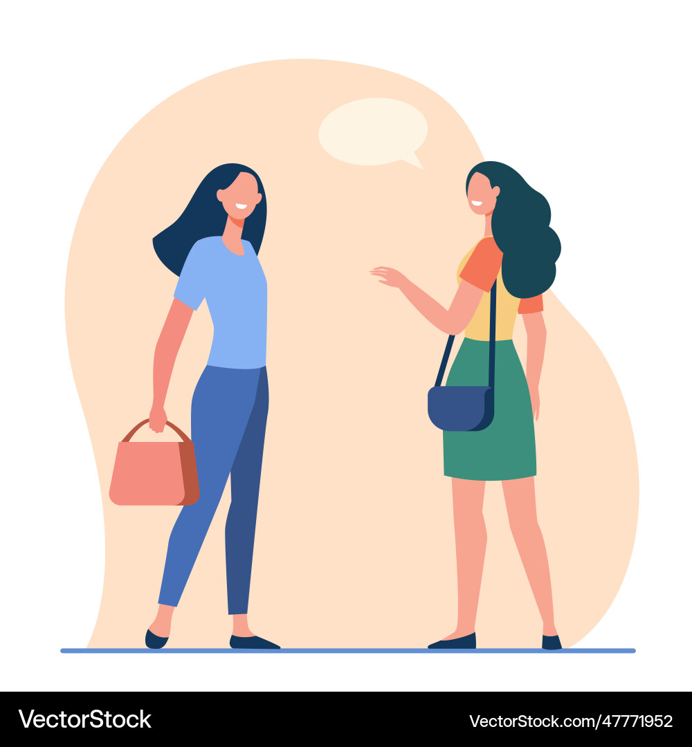 Happy friendly women talking outside Royalty Free Vector