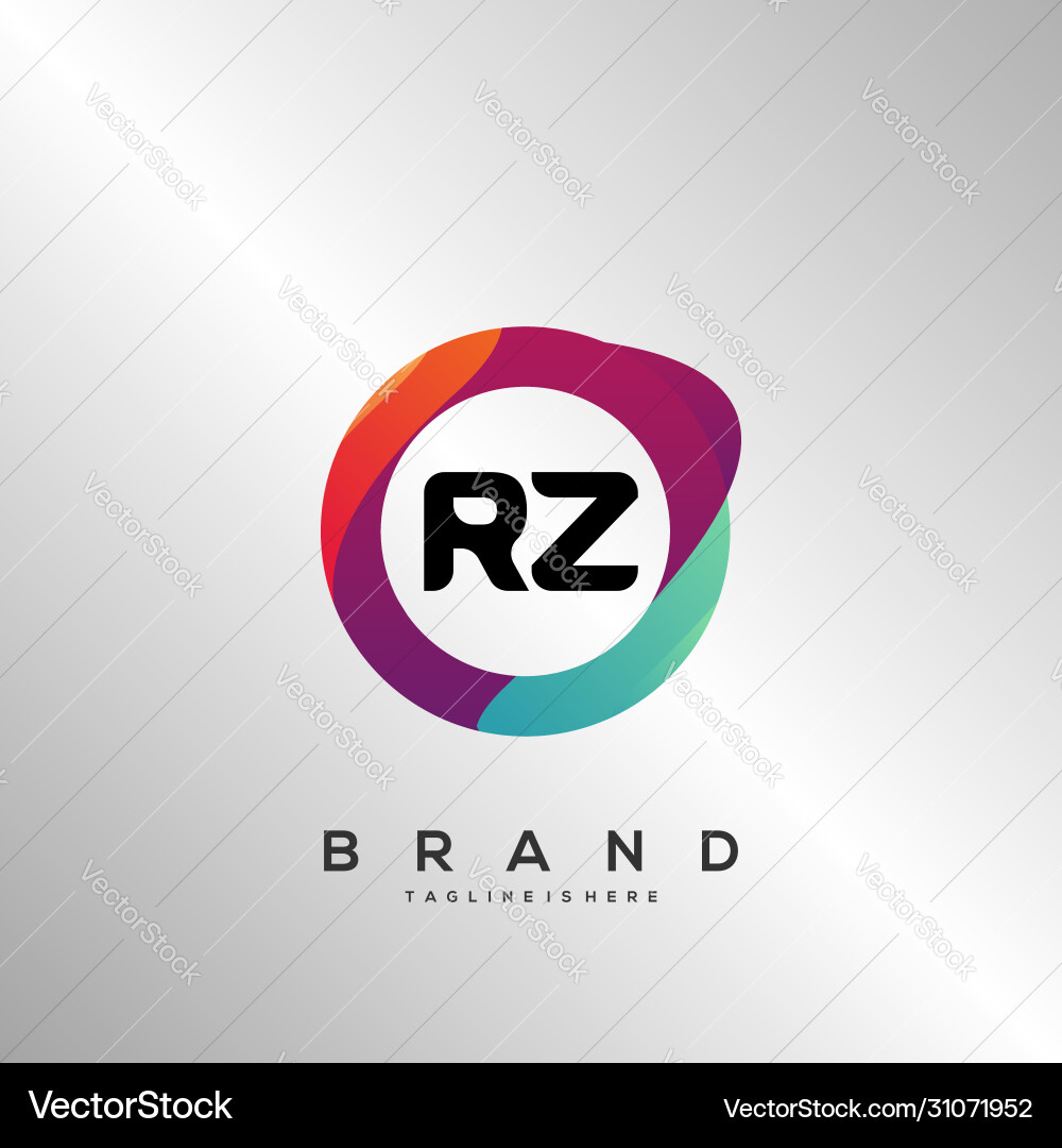 Letter rz gradient color logo design Royalty Free Vector