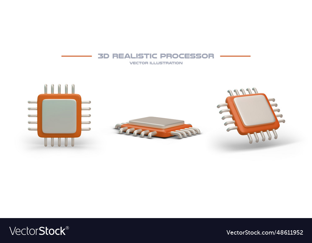 Realistic processor in different positions Vector Image