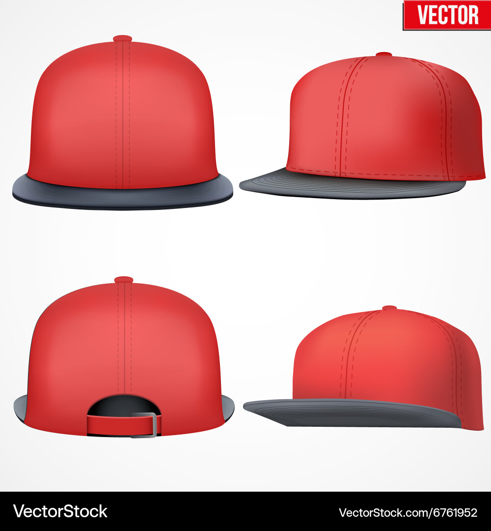 Set Layout of Male red rap cap Royalty Free Vector Image