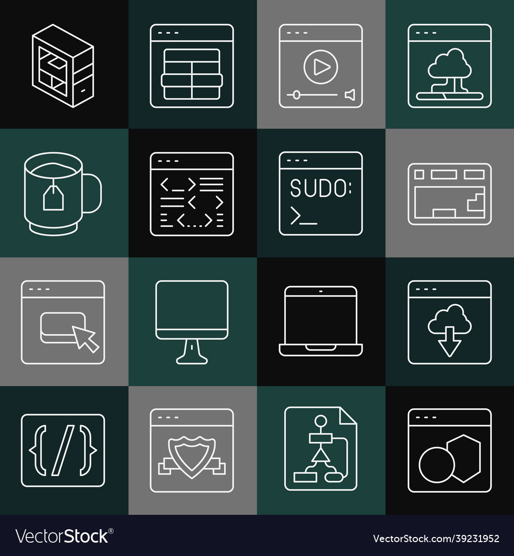 Set line software cloud technology data transfer Vector Image