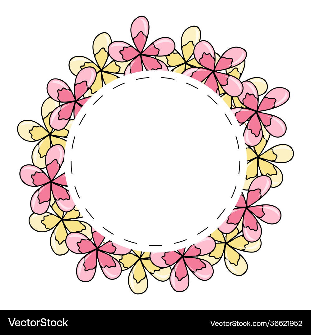 Summer round frame with with yellow and pink Vector Image