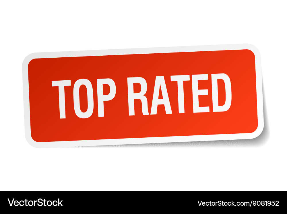 Top rated red square sticker isolated on white Vector Image