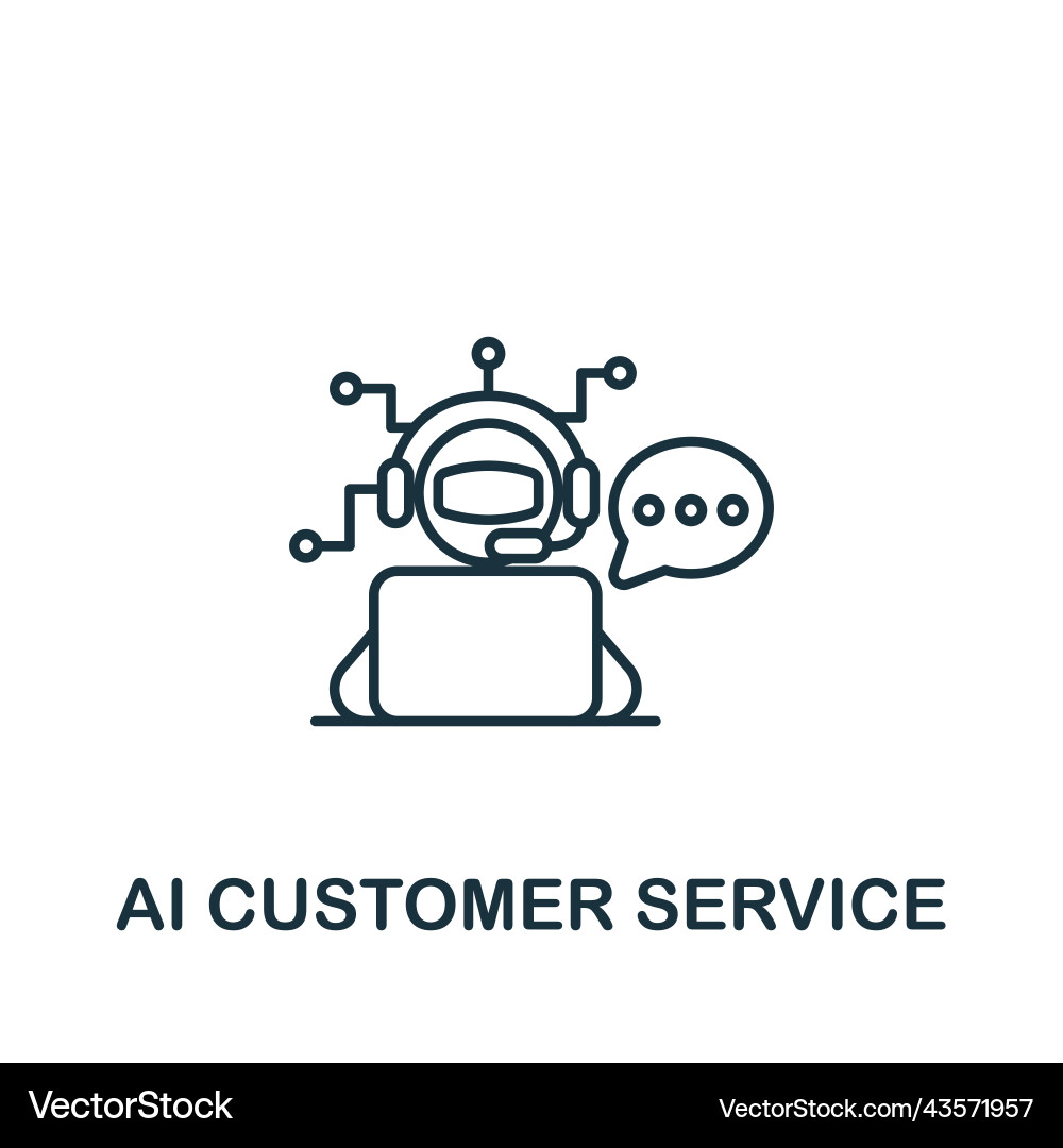 Ai customer service icon monochrome simple line Vector Image