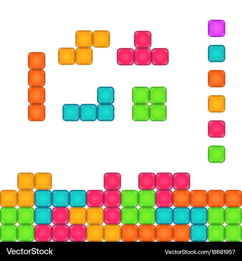 Colorful brick pieces for game design Royalty Free Vector