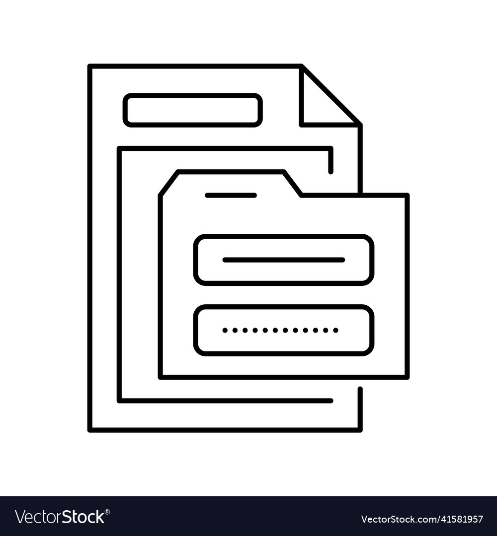 Electronic Folder Password Line Icon Royalty Free Vector