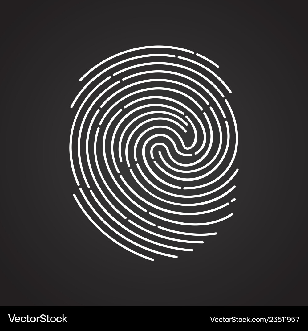 Finger id icon on black background for graphic Vector Image