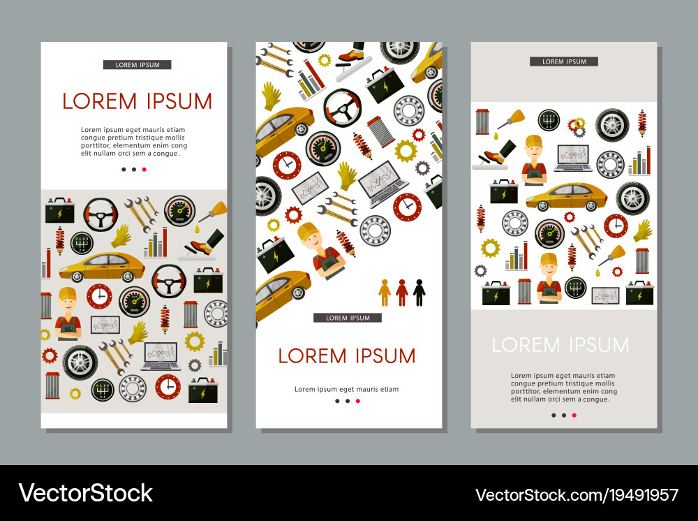Flat car service icons pattern poster Royalty Free Vector