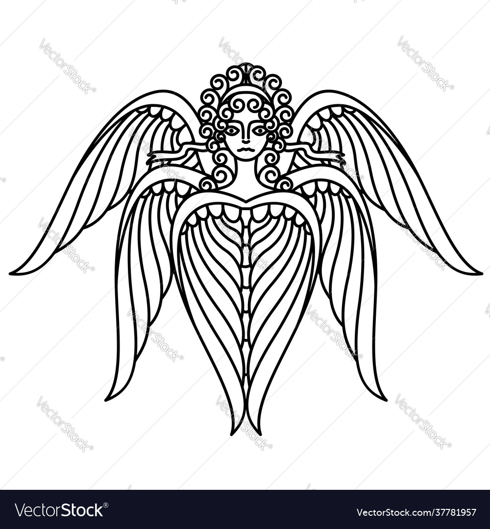 Flat linear seraphim Royalty Free Vector Image