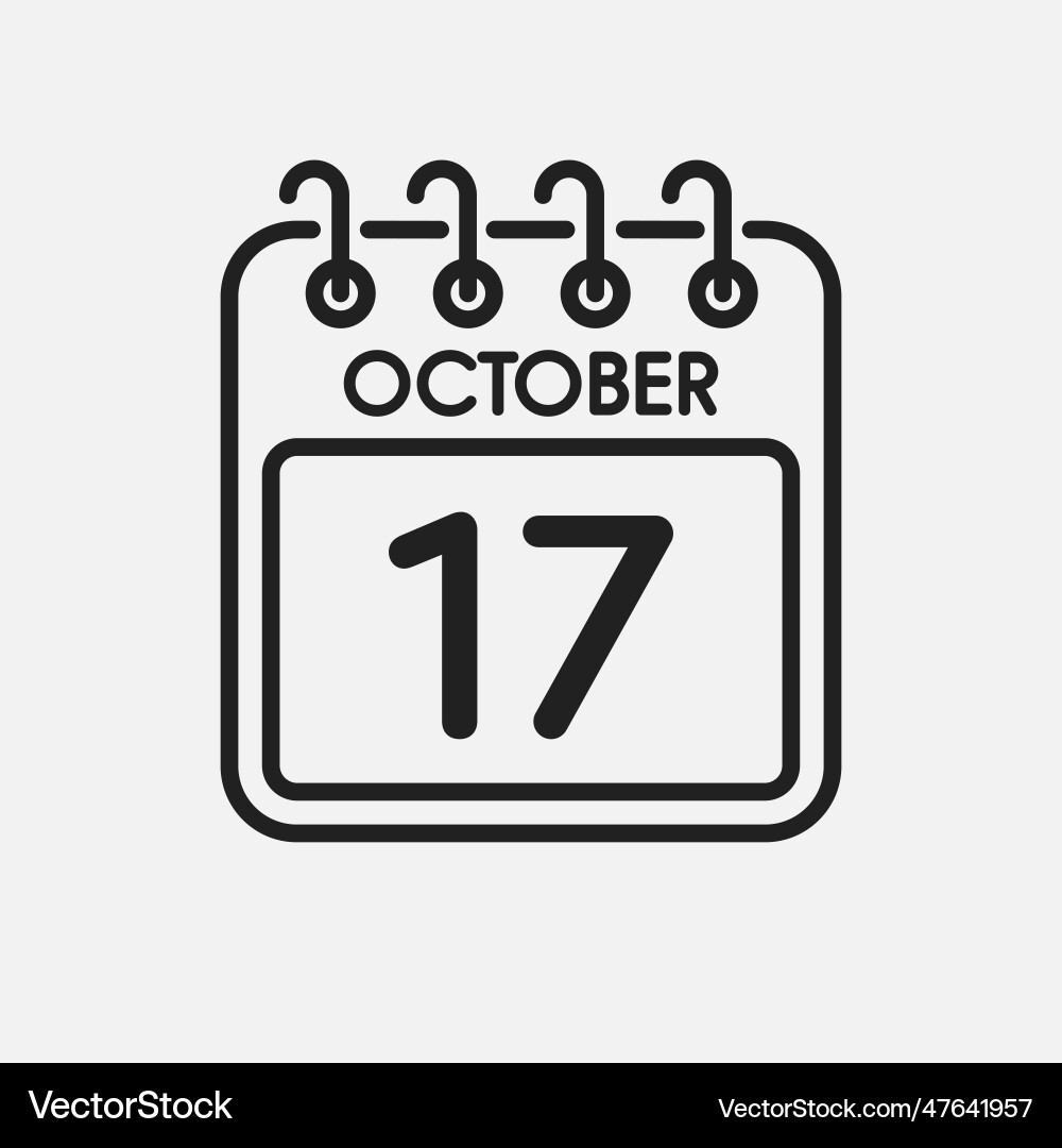 Icon page calendar day - 17 october Royalty Free Vector