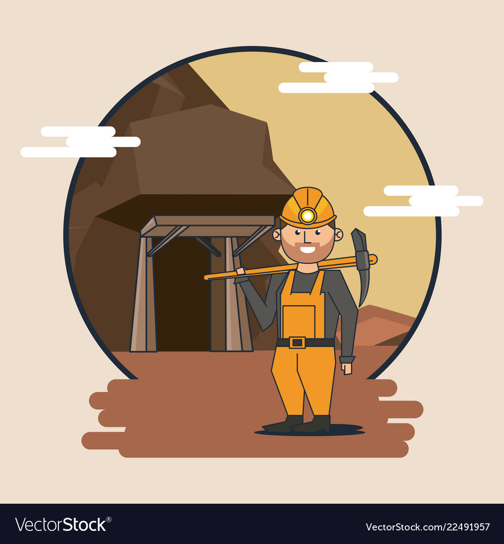 Mining worker cartoon Royalty Free Vector Image