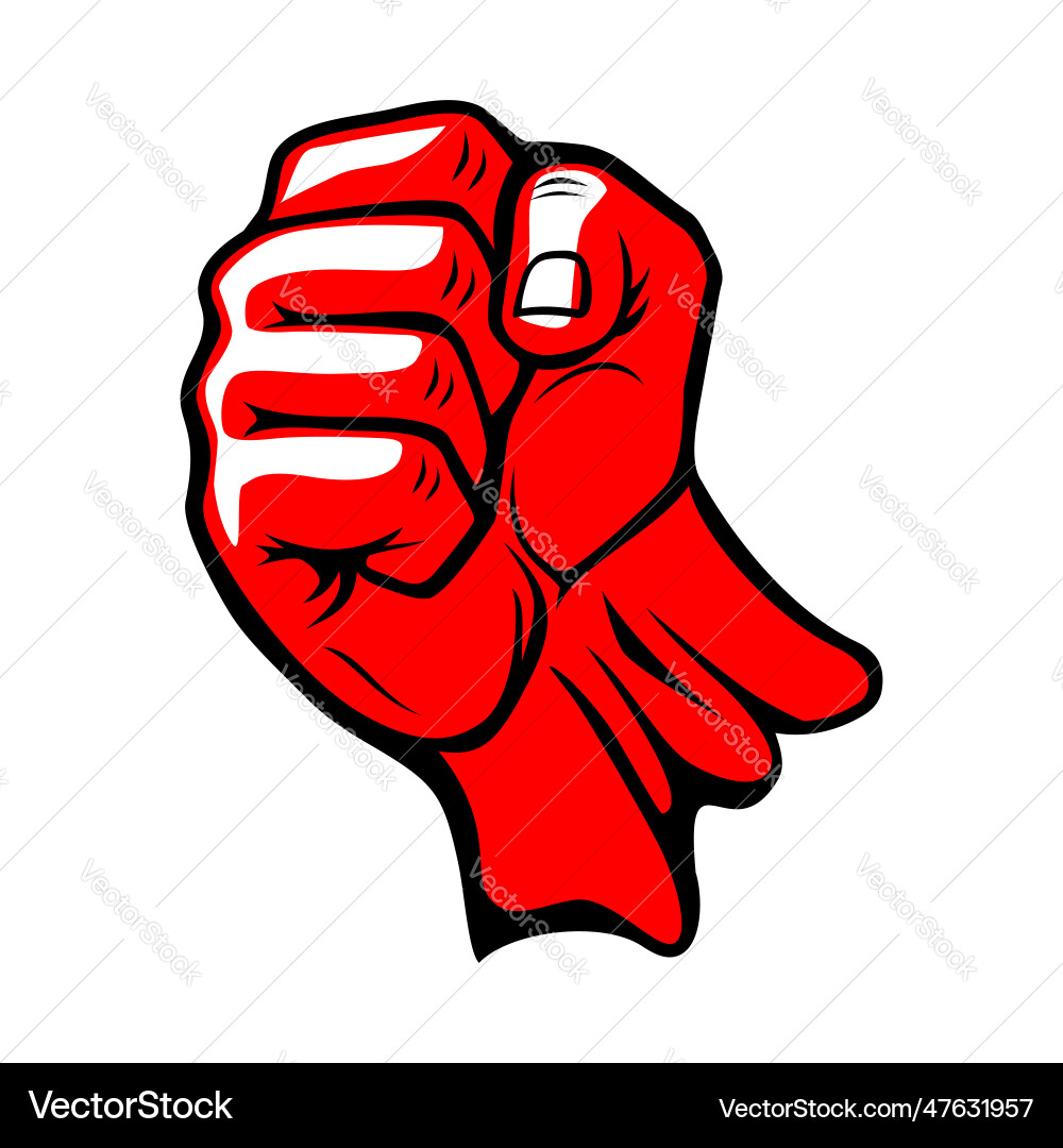 Red hand clenched fist Royalty Free Vector Image