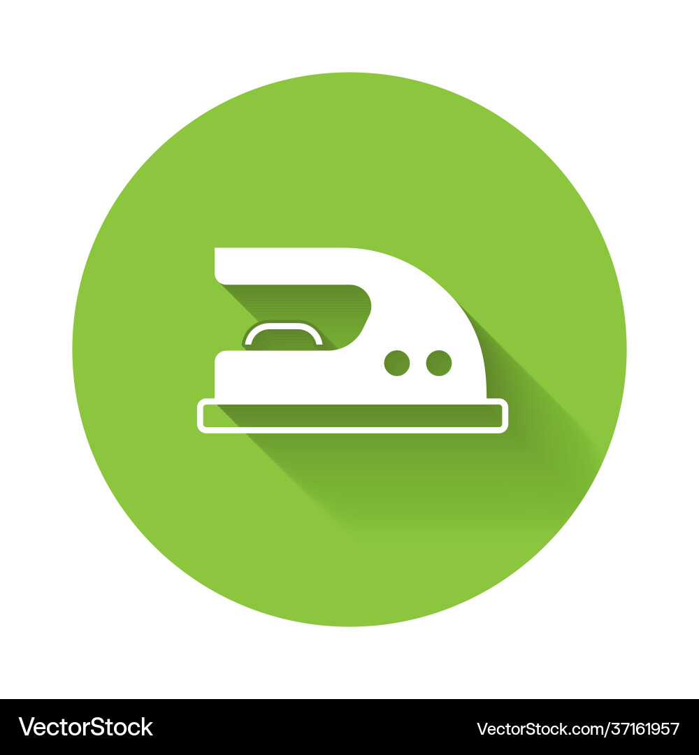 White electric iron icon isolated with long shadow