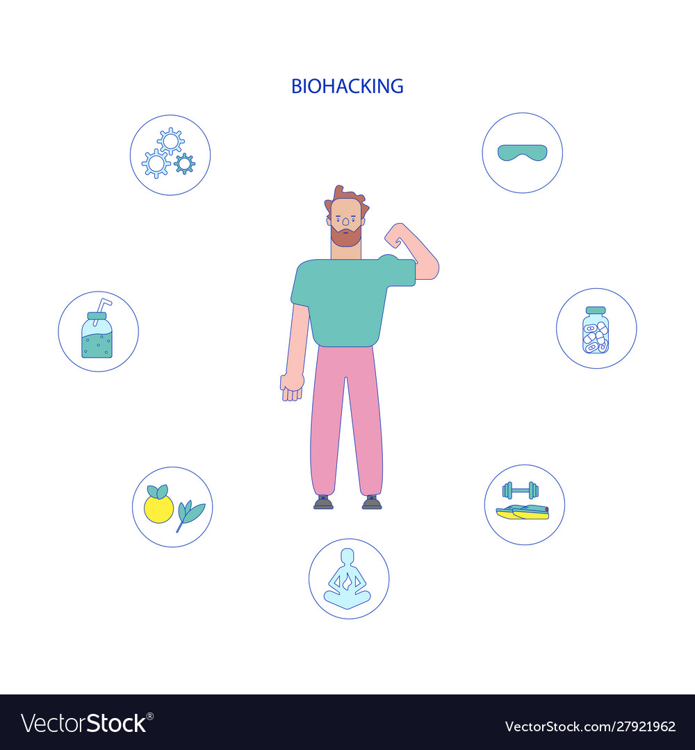 Biohacking flat tiny self Royalty Free Vector Image