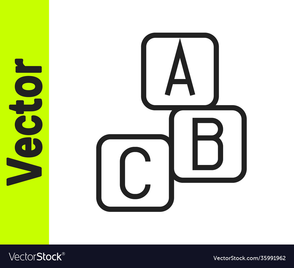 Black line abc blocks icon isolated on white Vector Image
