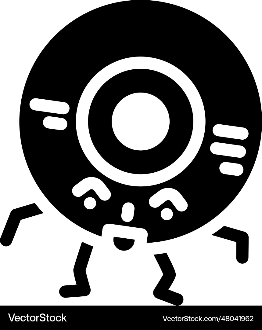 Cd disc retro music character glyph icon Vector Image
