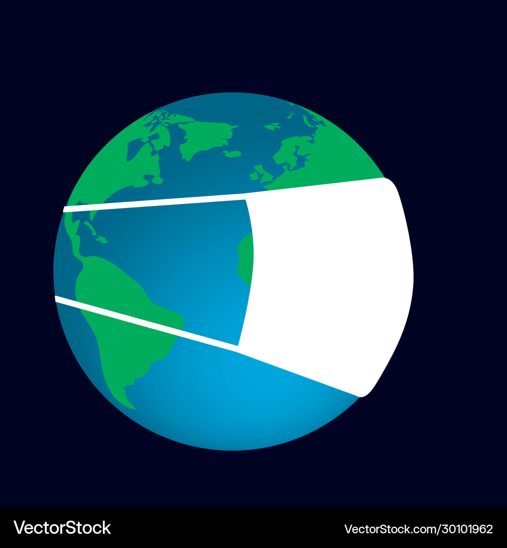 Earth in a medical mask Royalty Free Vector Image