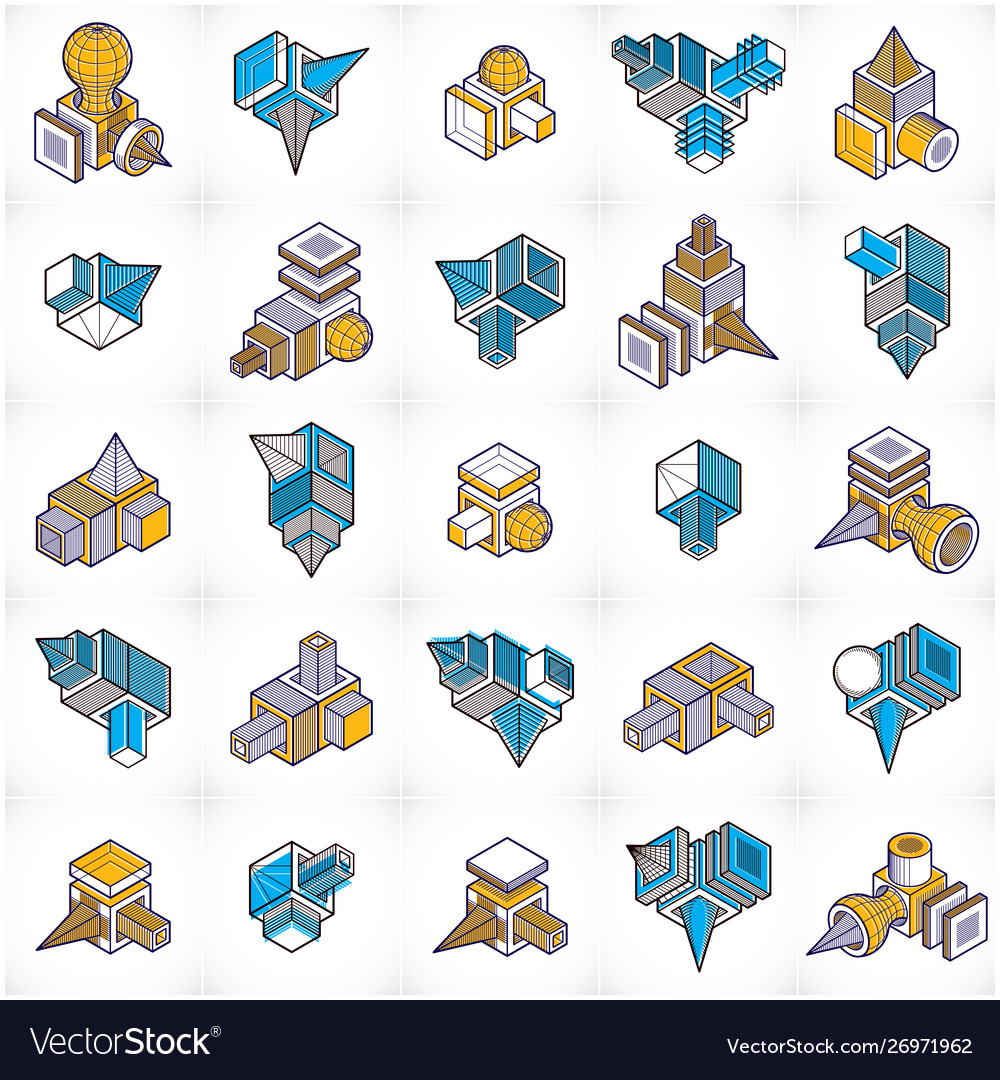 Engineering constructions collection abstract set Vector Image