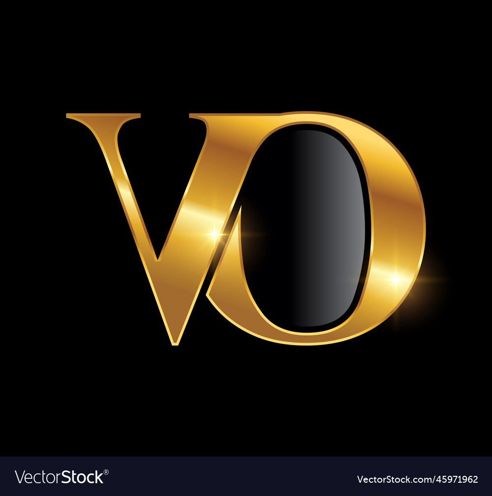 Golden monogram logo initial letters vo Royalty Free Vector Golden monogram logo initial letters vo Royalty Free Vector