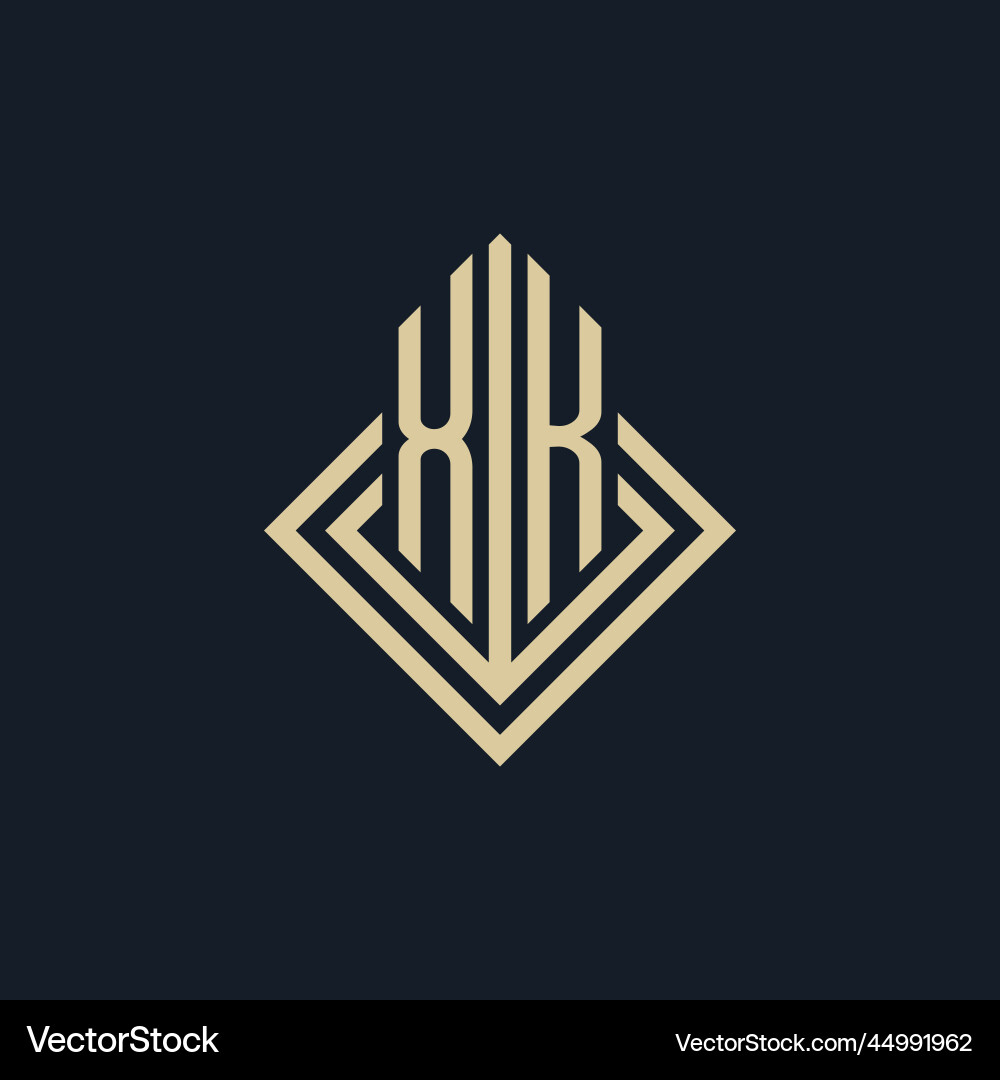 Initials xk logo rhombus lines shape style luxury Vector Image