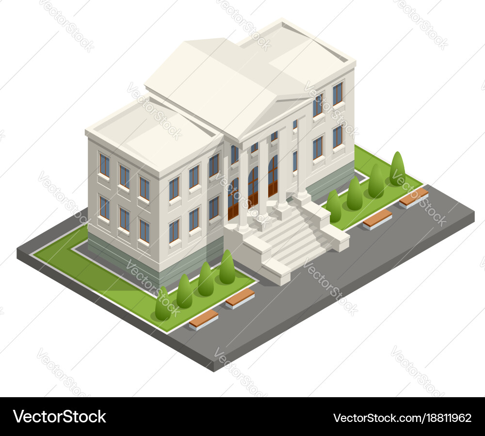 Isometric courthouse building law and justice Vector Image
