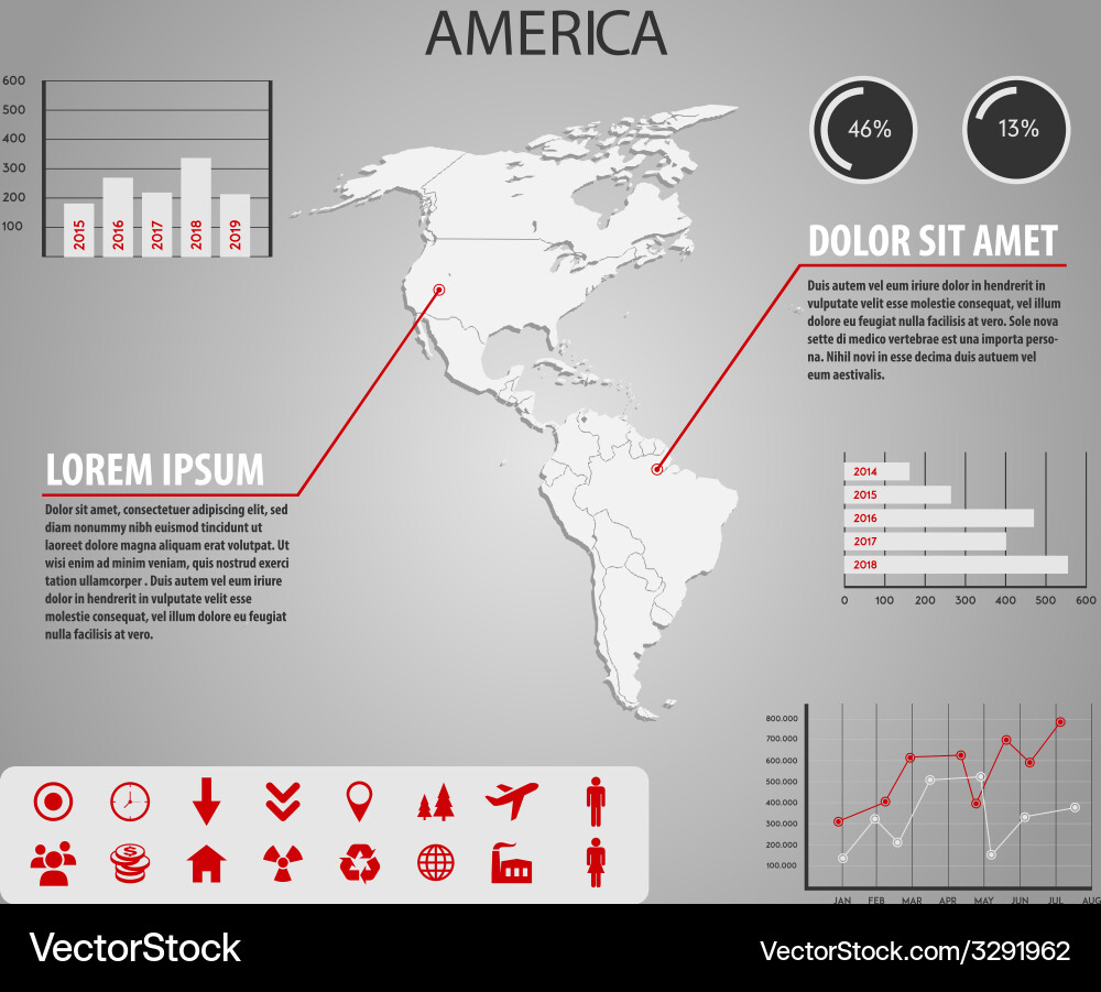 Map of america - infographic Royalty Free Vector Image