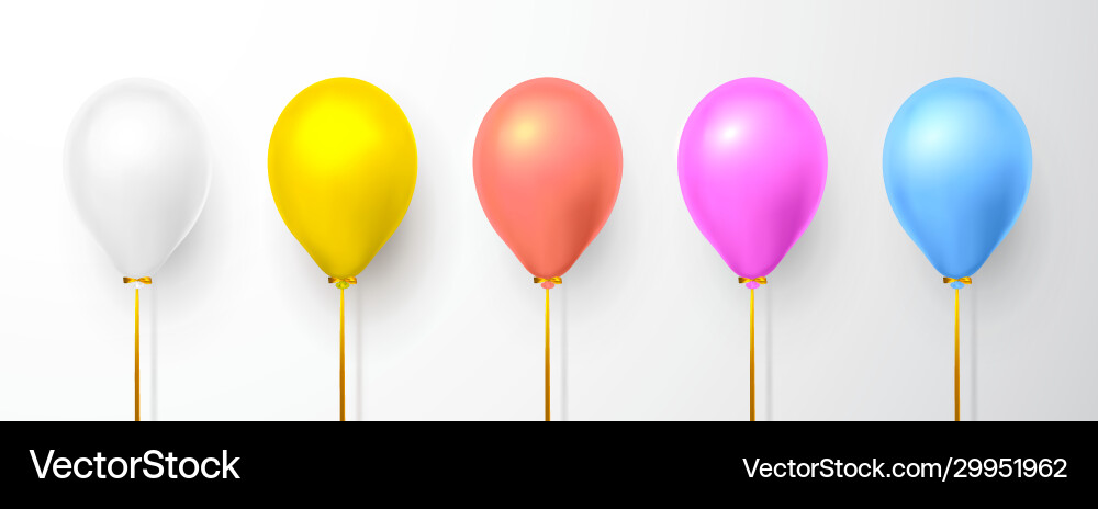 Realistic white red pink blue gold and gray Vector Image