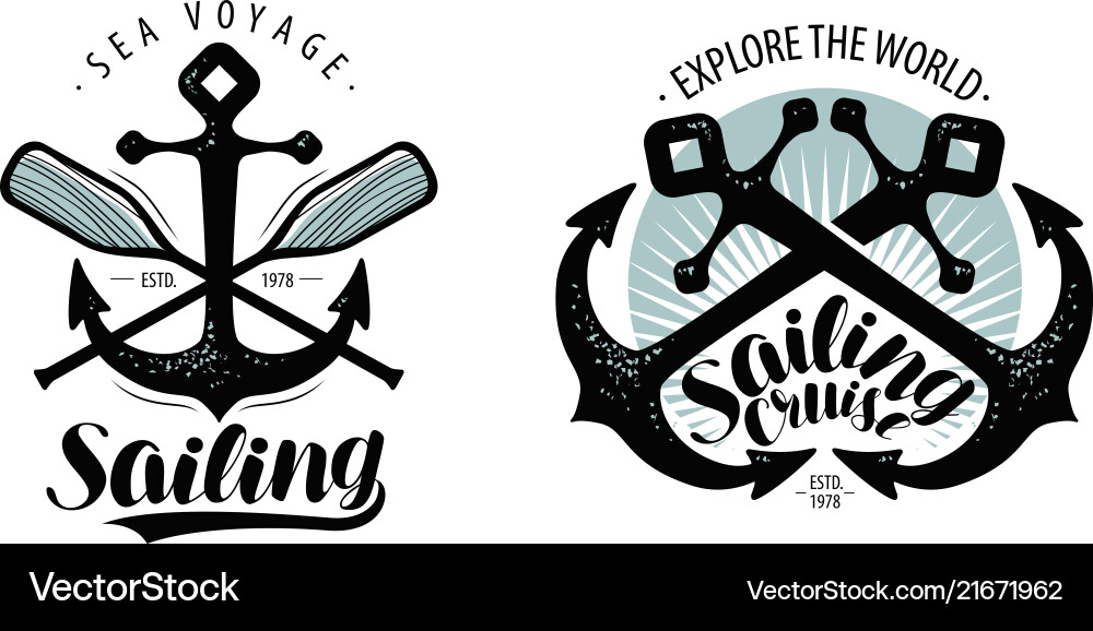 Sailing cruise logo or label seafaring concept Vector Image