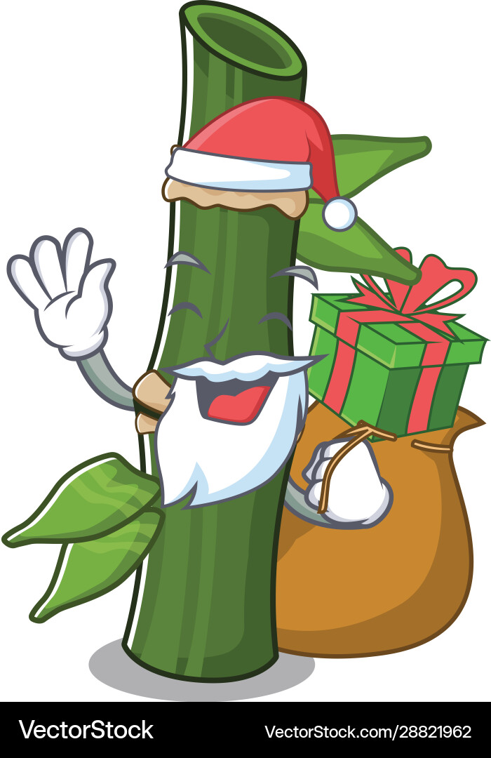 Santa bamboo cartoon character design having box Vector Image