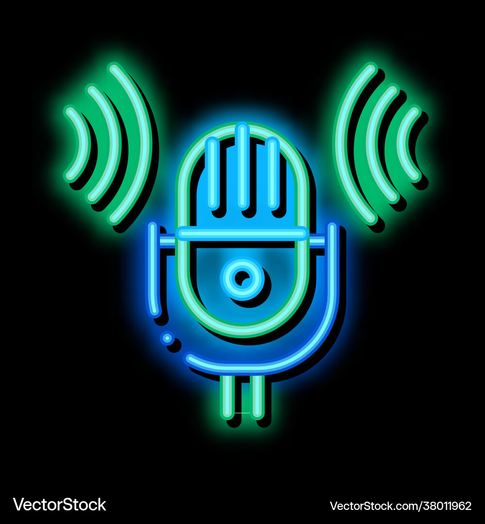 Sound microphone voice control neon glow icon Vector Image